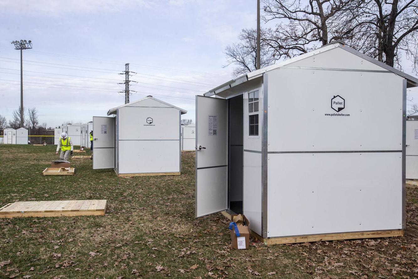 Photos: Pallet houses for homeless people going up in Greensboro