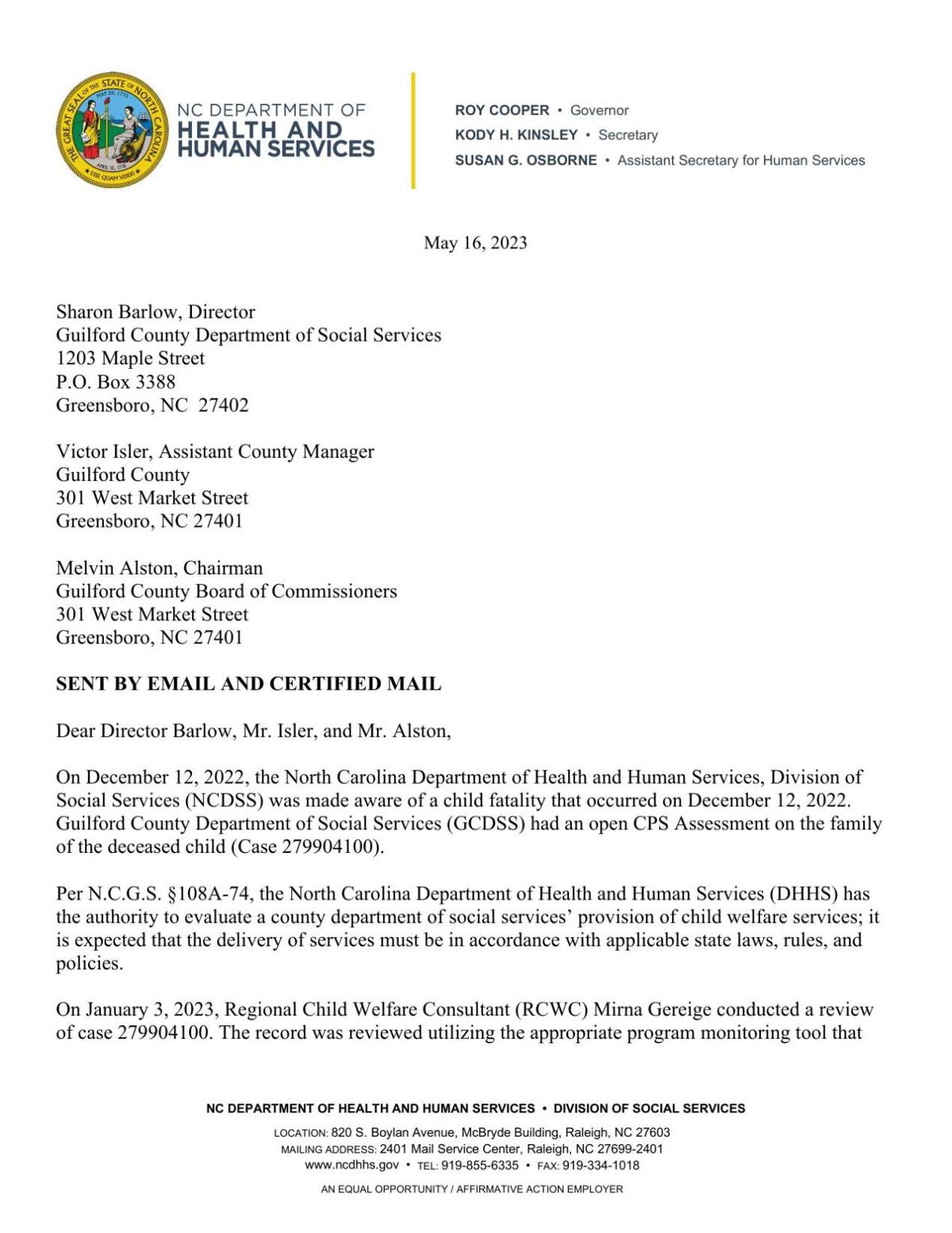 Guilford County Social services ordered to make changes