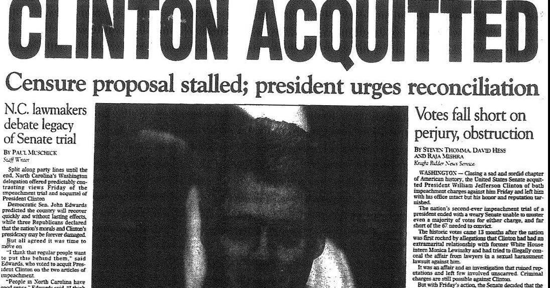 Flashback: The 1999 News & Record front page when Clinton was acquitted