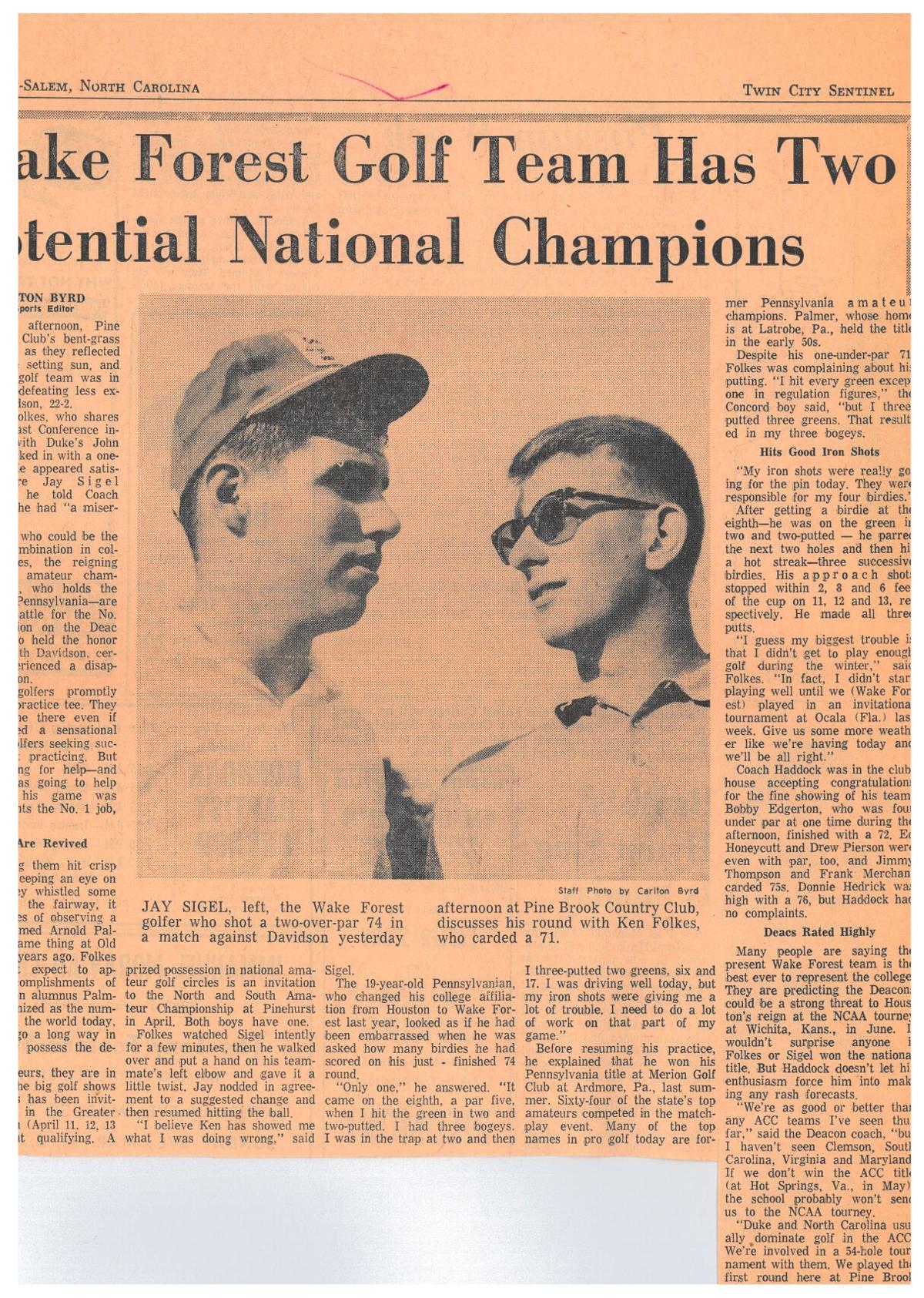 Former Wake Forest golf standout Jay Sigel dies at 81