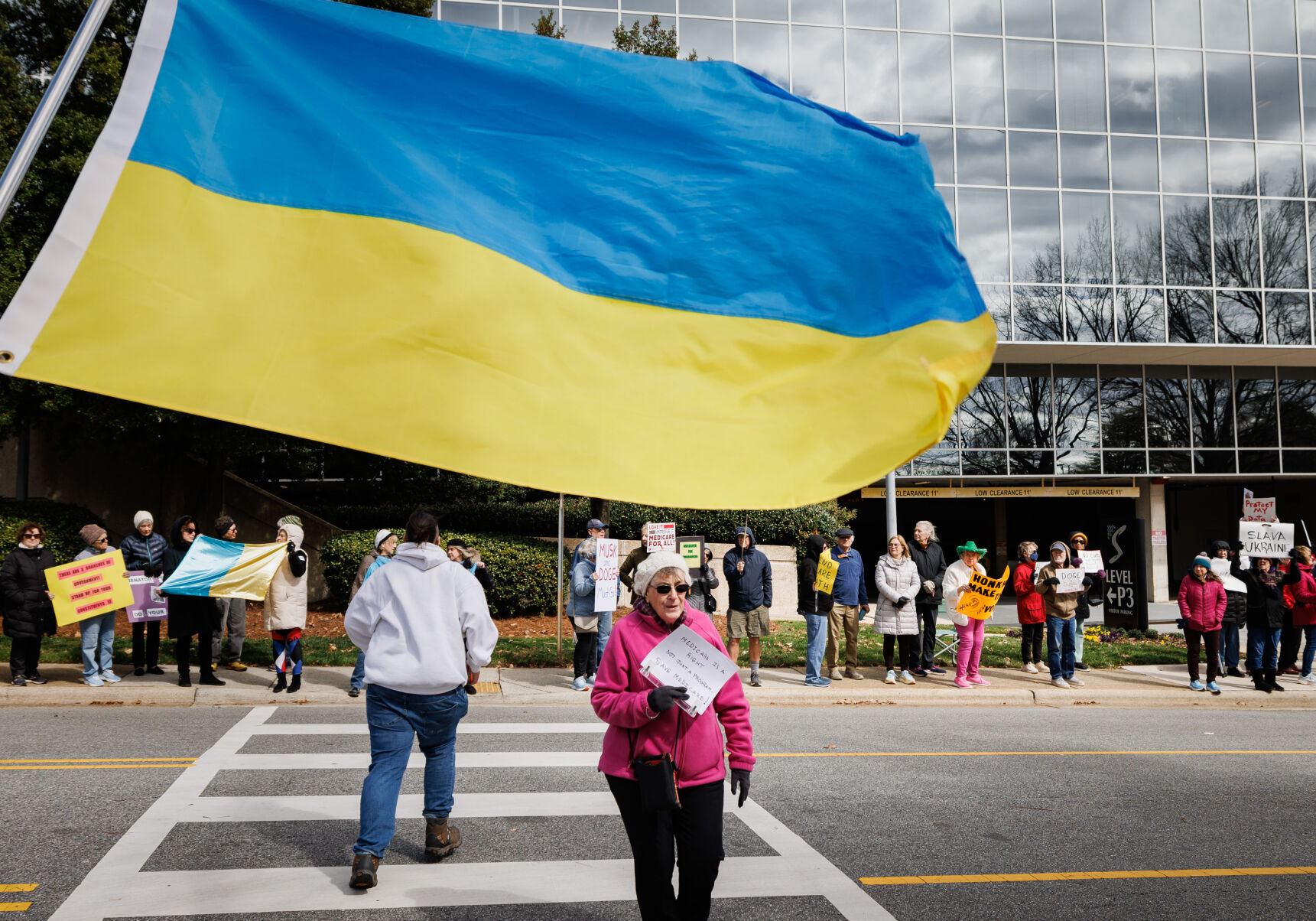 Anti-Trump protestors turned away from Sen. Tillis' office