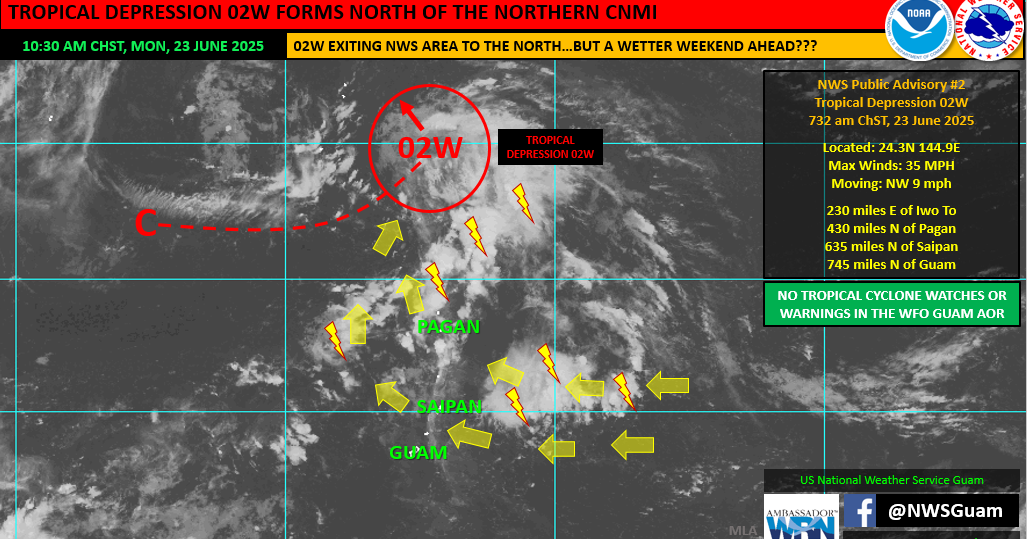 NWS: Tropical Depression 02W no threat to Guam, wet weather expected ...