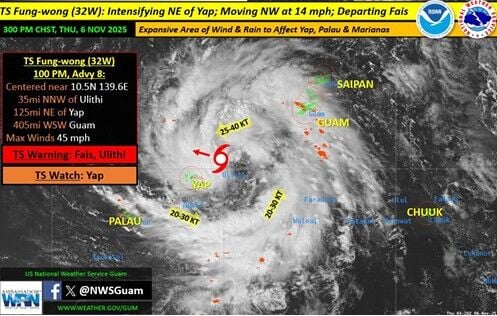 UPDATED Tropical Storm Fung-Wong dumps rain on Guam, more on Friday ...