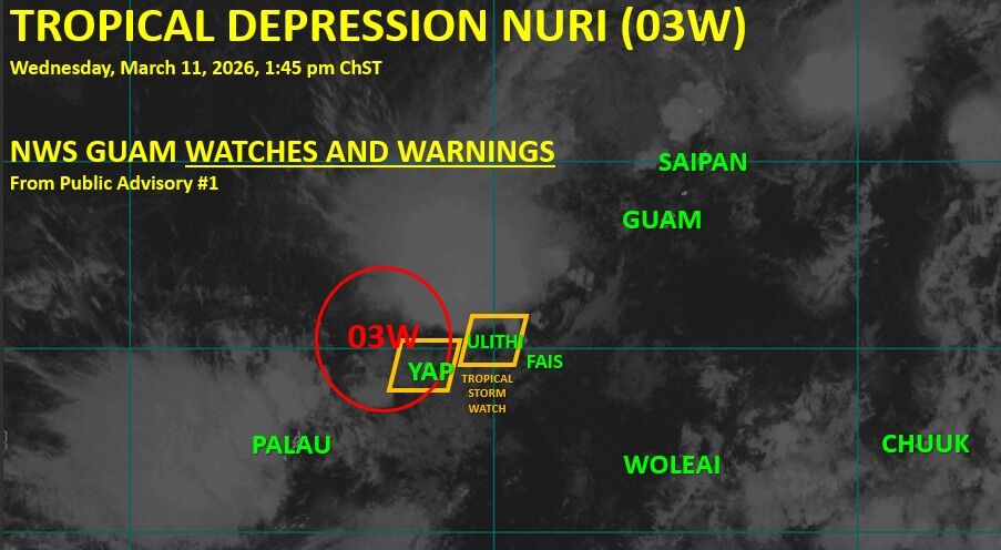 UPDATED: Tropical Depression Nuri tracking north of Saipan early ...