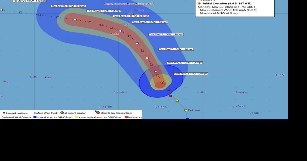 Typhoon Mawar latest track shows near or over Guam; COR 1 expected 1 p ...
