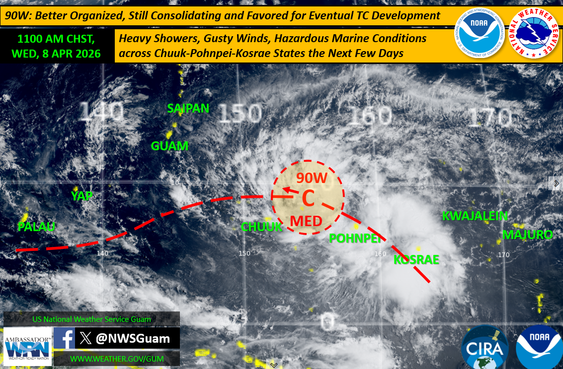 NWS: 90W likely to develop into tropical depression, could bring gusty ...