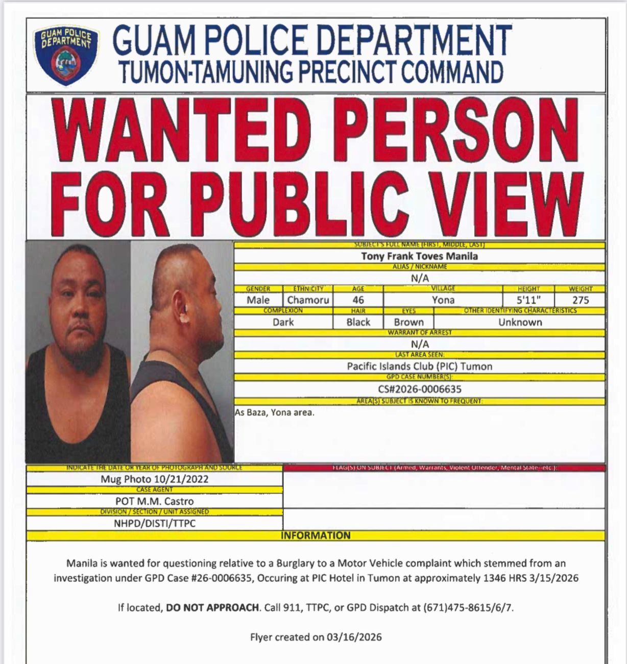 Tony Frank T. Manila now in police custody, 2 days after wanted flyer ...