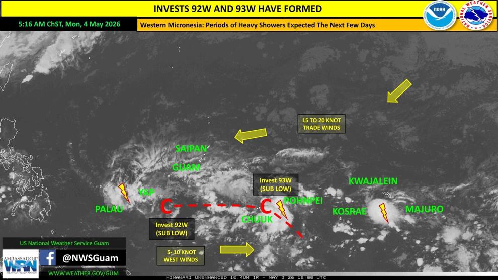 NWS expects Invest 93W near Chuuk to strengthen over next few days ...