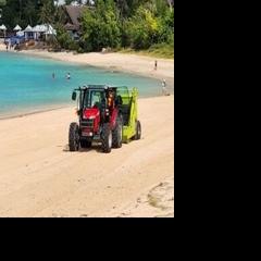 GVB begins using beach raking tractor to clean up Tumon beaches | News ...