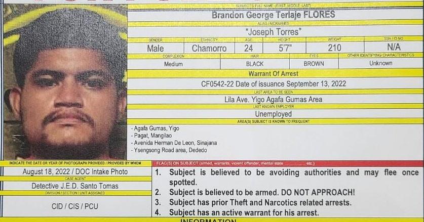 Guam Police Department: Brandon George Terlaje Flores wanted for ...