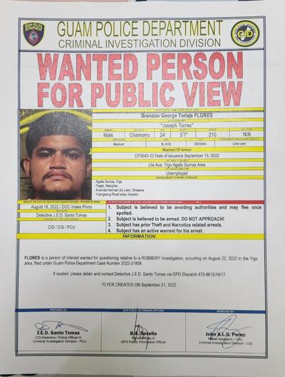 Guam Police Department: Brandon George Terlaje Flores wanted for ...