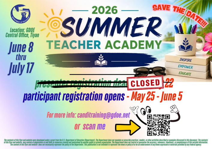 GDOE opens registration for 2026 Summer Teacher Academy | News ...