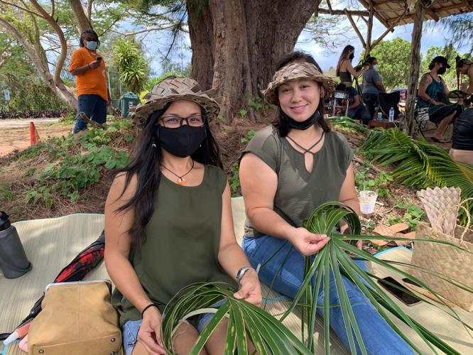 Residents take part in traditional leaf weaving workshops for Mes ...