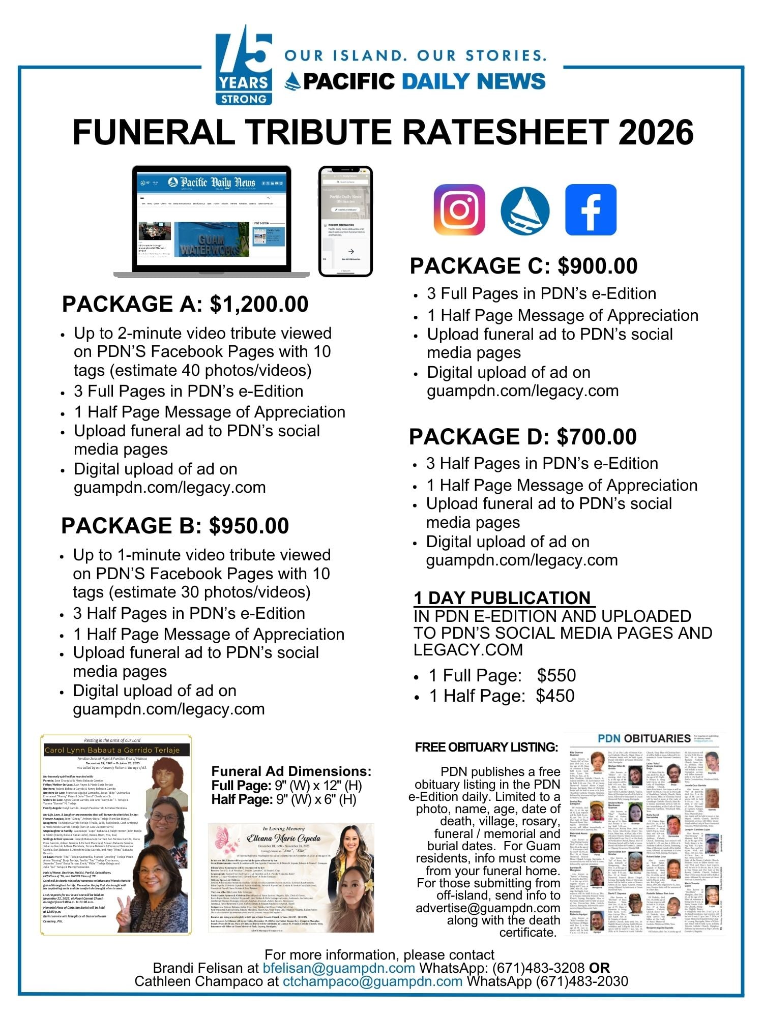 Funeral Rate Card | Site | guampdn.com
