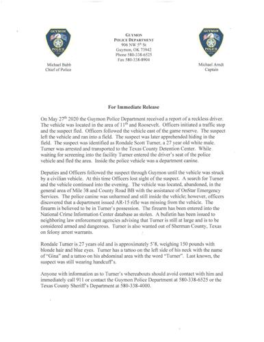 Guymon Police Department Press Release | | guymondailyherald.com