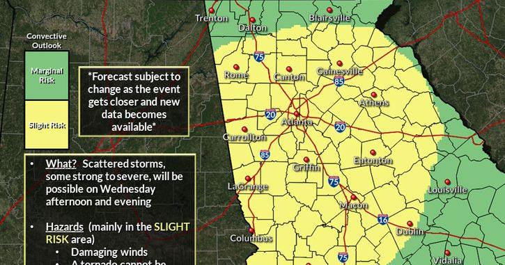 National Weather Service says severe storms possible in Georgia on ...