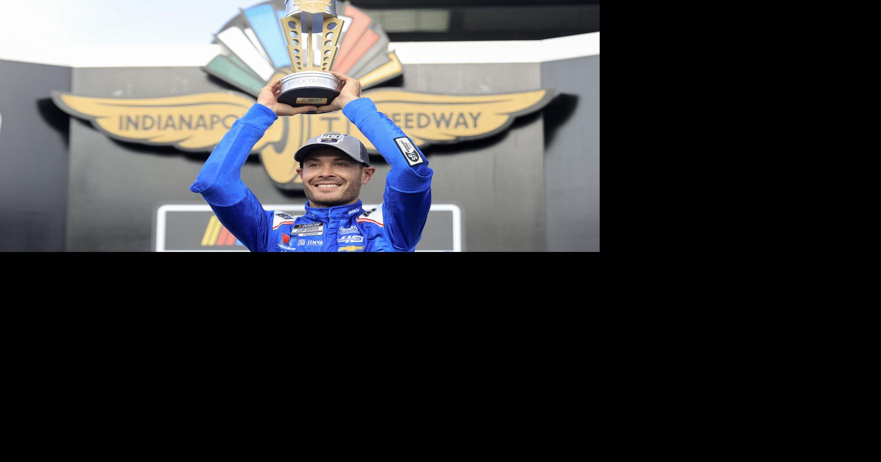 Kyle Larson kisses the bricks at Indianapolis Motor Speedway | Sports ...