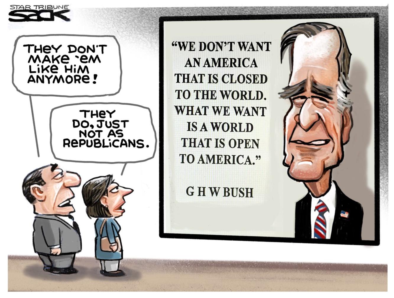 How political cartoonists are remembering George H.W. Bush | News ...