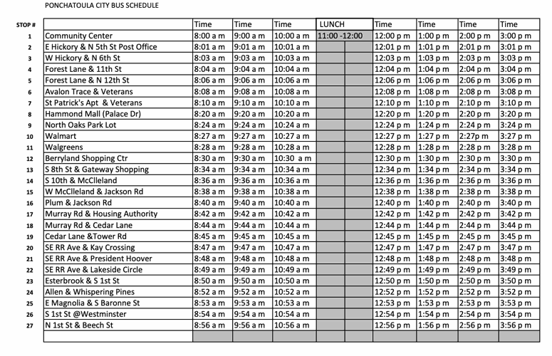 public bus timetable