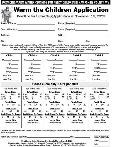 Warm The Children Application | | hampshirereview.com