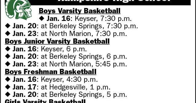 Sports Schedule Jan 14-24 | Sports | hampshirereview.com