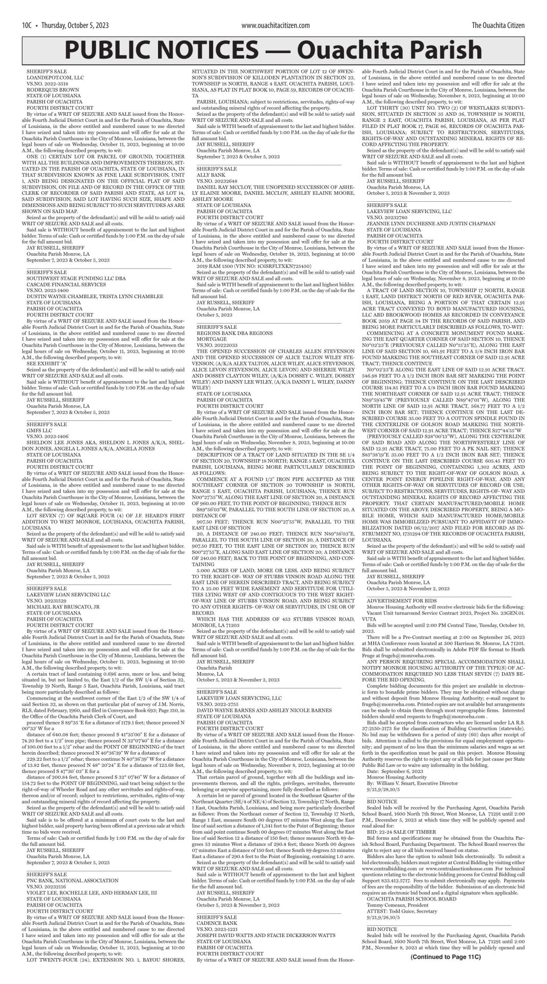 Public Notices - Oct. 5, 2023 (C) | The Ouachita Citizen | hannapub.com