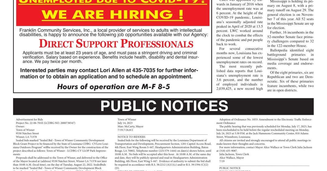 Public Notices — July 19, 2023 | Public Notices | hannapub.com