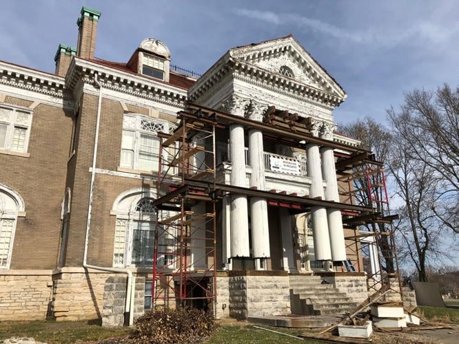 Rockcliffe Mansion’s pillars aloft to allow porch repairs | News ...