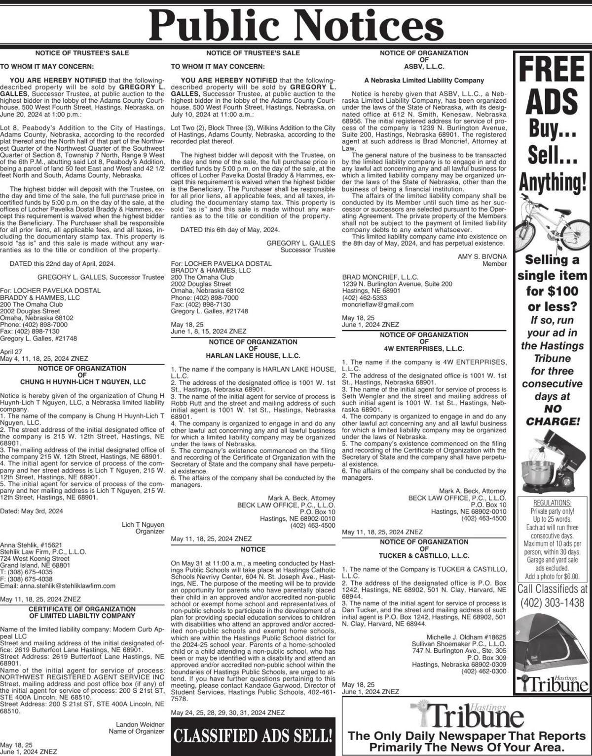 Legals 5-25 | | hastingstribune.com