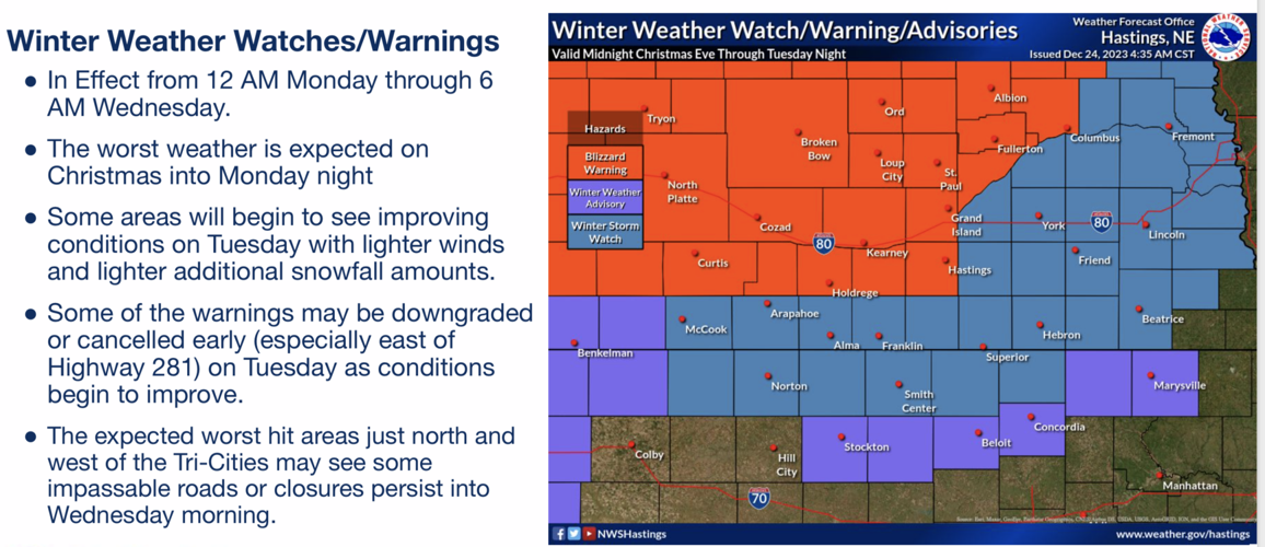 National Weather Service issues blizzard warning for Hastings area on ...