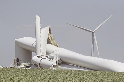 wind turbine collapsed