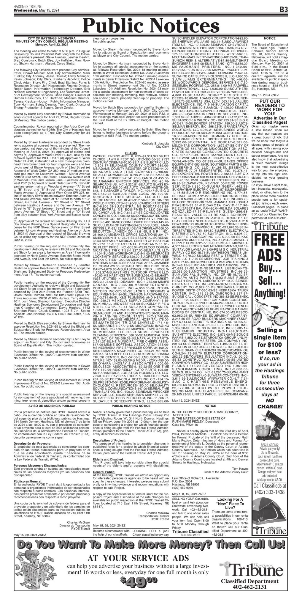 Legals 5-15 | | hastingstribune.com