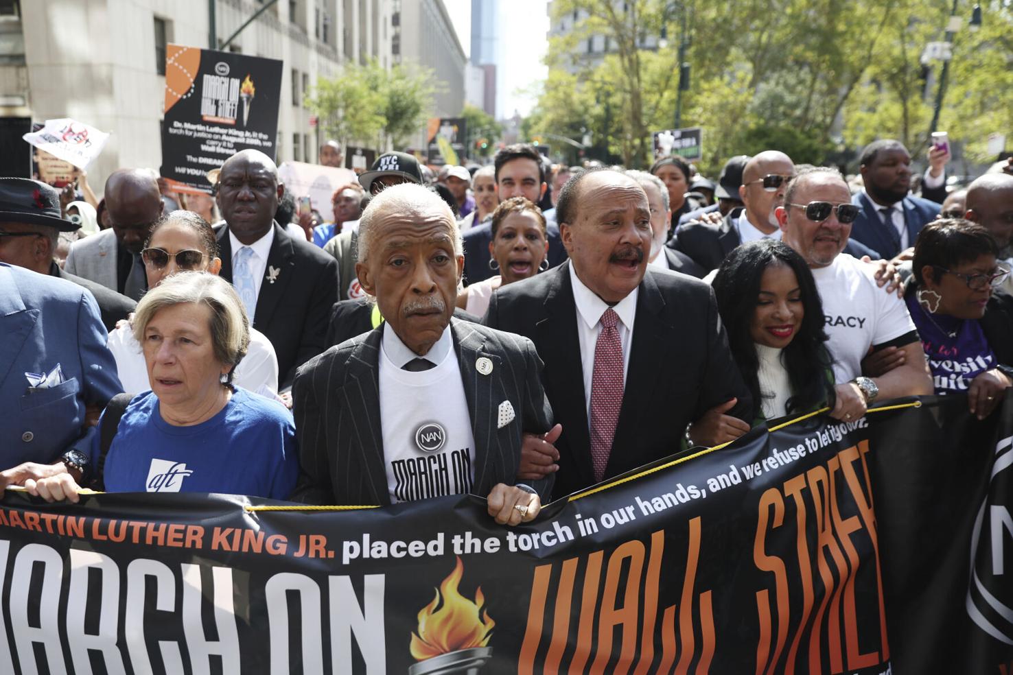 Al Sharpton leads pro-DEI 'March on Wall Street' on anniversary of the ...