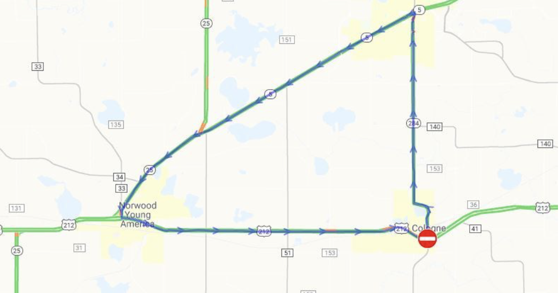 Westbound Hwy. 212 closed at Co. Rd 36 near Cologne | News ...