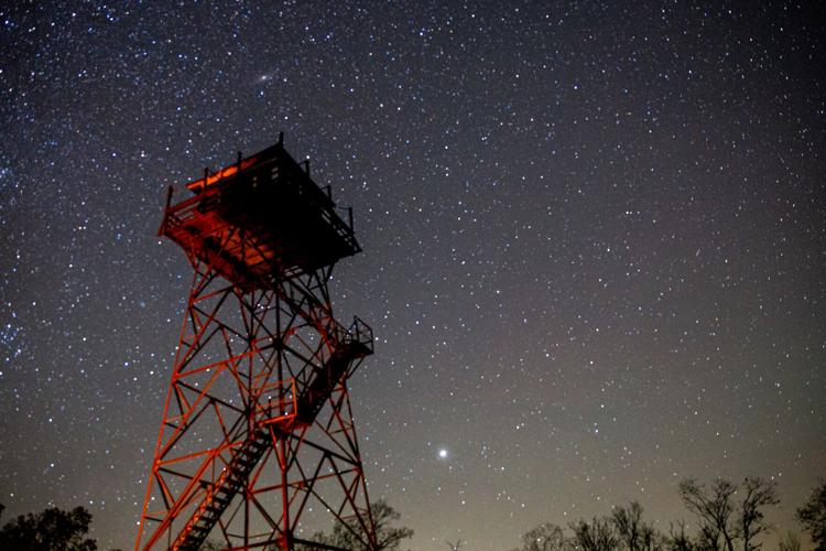 One Month at a Time: Night at fire tower cold, isolated, a little scary ...