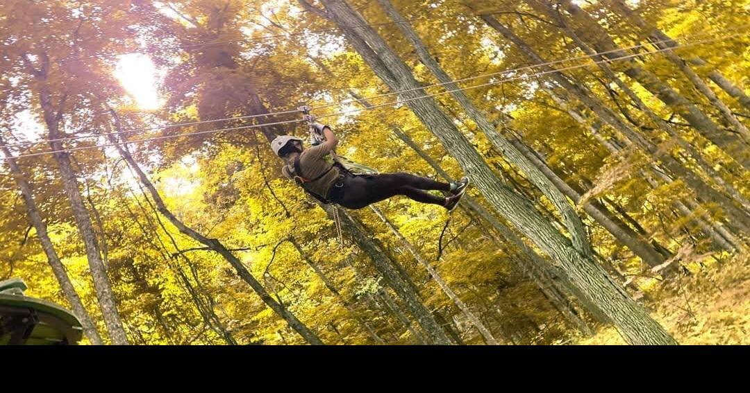 Ziplining in Pipestem State Park is an immersive, fall-colored ...