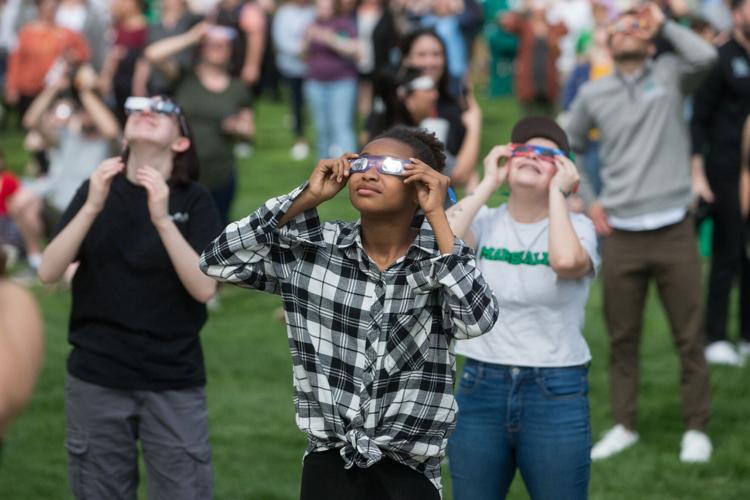 Crowd in Huntington views April 8 partial solar eclipse | News | herald ...