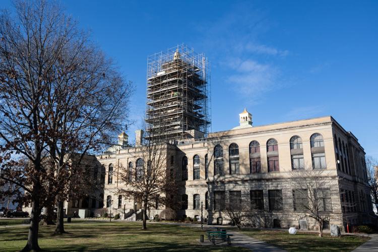 Cabell County Courthouse clock tower scaffolding set to come down in ...