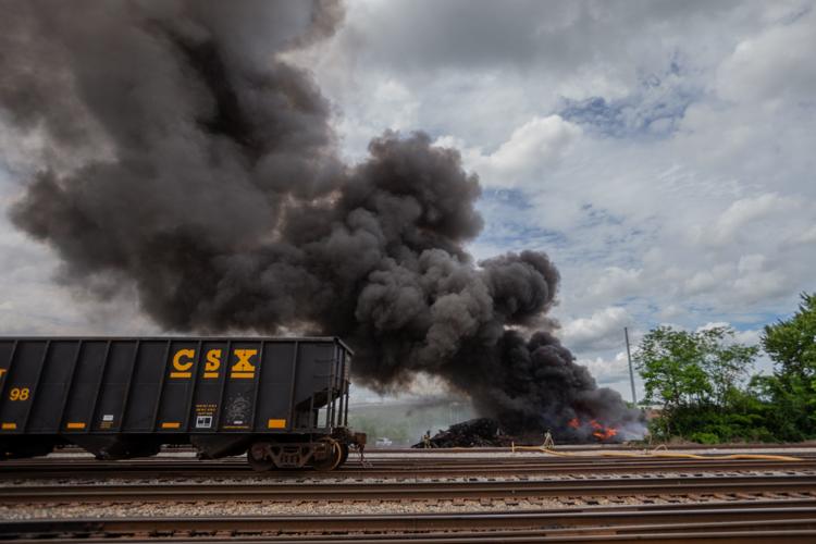 Photos: Railroad ties catch fire at CSX in Huntington. | Multimedia ...