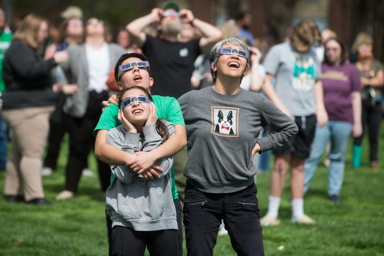 Crowd in Huntington views April 8 partial solar eclipse | News | herald ...