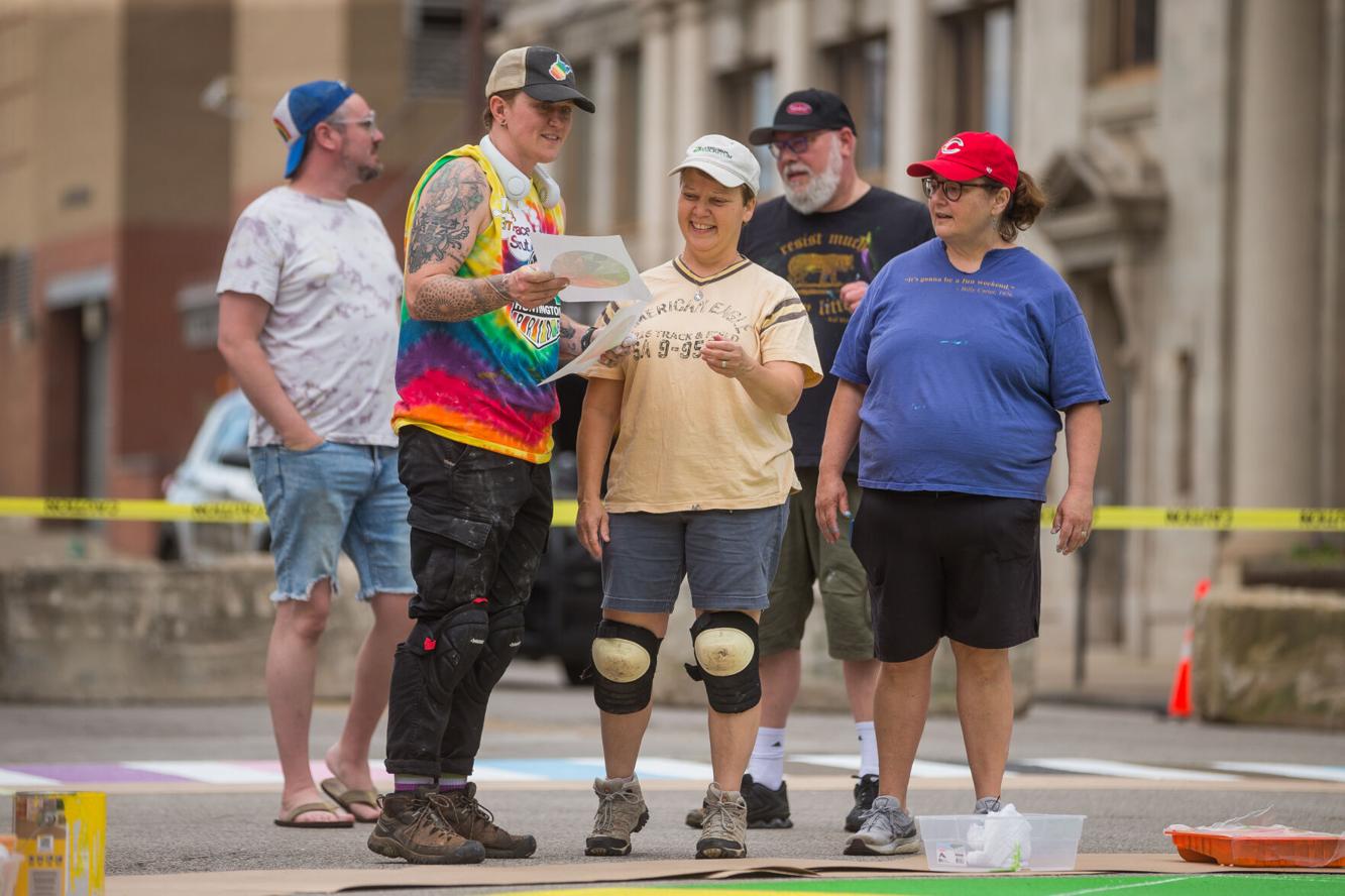 Photos: Huntington Pride conducts inclusive crosswalk painting ...