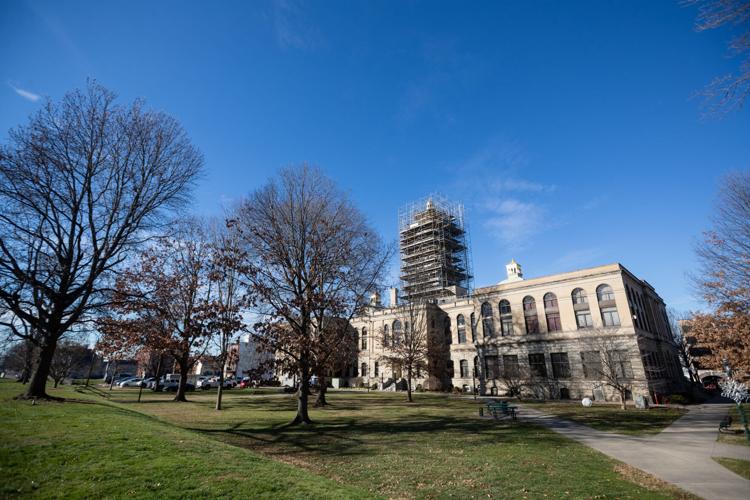 Cabell County Courthouse clock tower scaffolding set to come down in ...