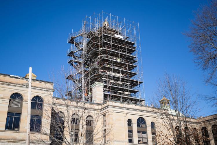 Cabell County Courthouse clock tower scaffolding set to come down in ...