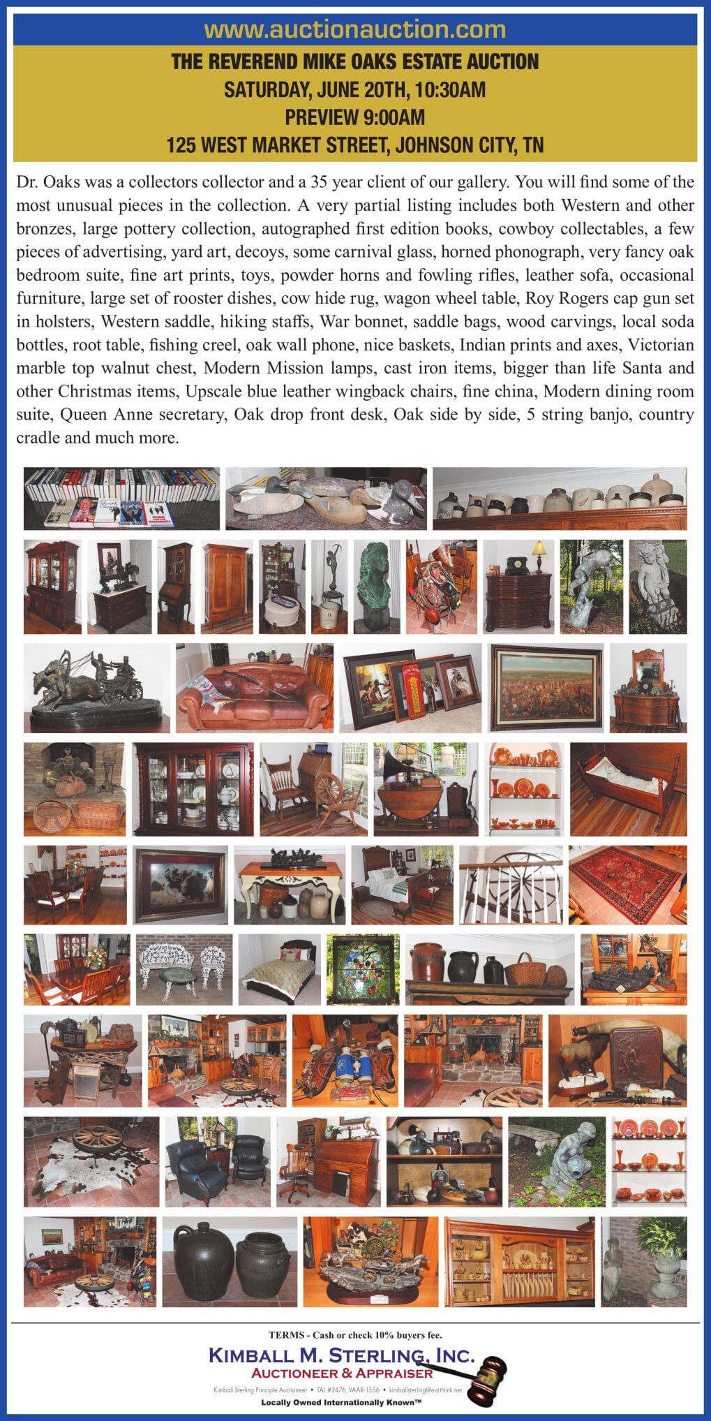 KIMBALL M STERLING, INC AUCTIONEER & APP