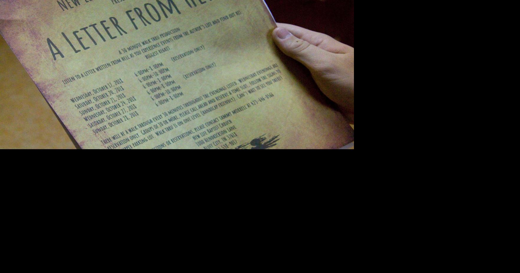 ‘A Letter From Hell’: Half-hour walk-through production opens Oct. 17