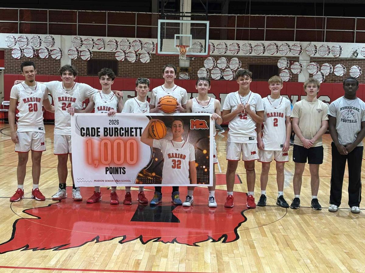 Marion's Caden Burchett reaches 1K mark; Grundy girls win