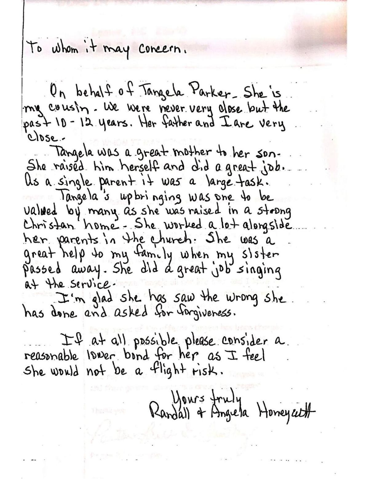 14 letters of support filed on behalf of murder suspect Tangela Parker ...