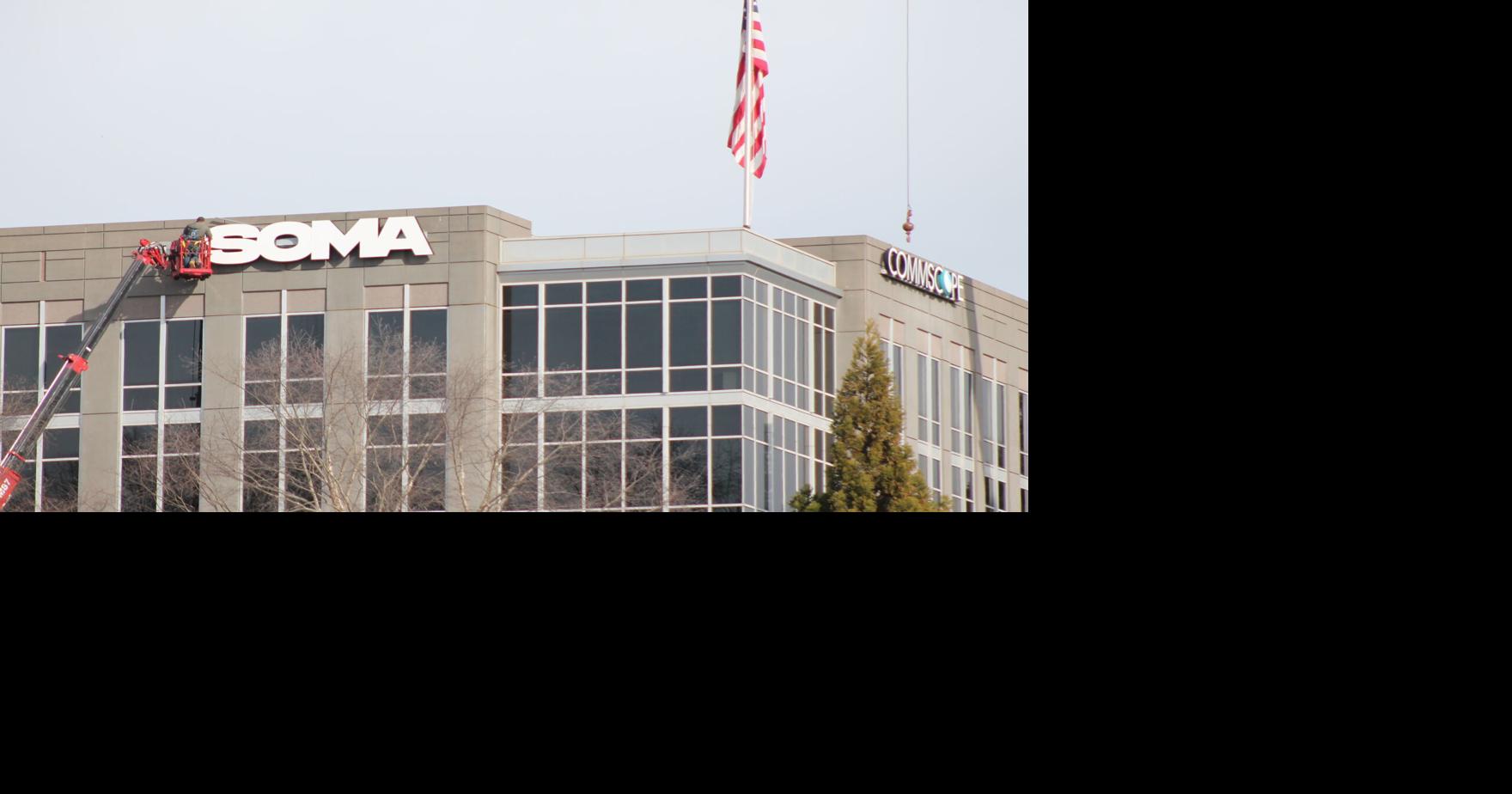 What happened to the flag on the old CommScope building?