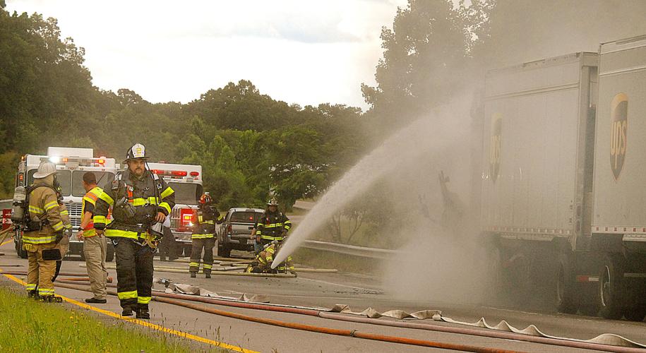 UPS truck catches fire on US 321 in Hickory, traffic delayed