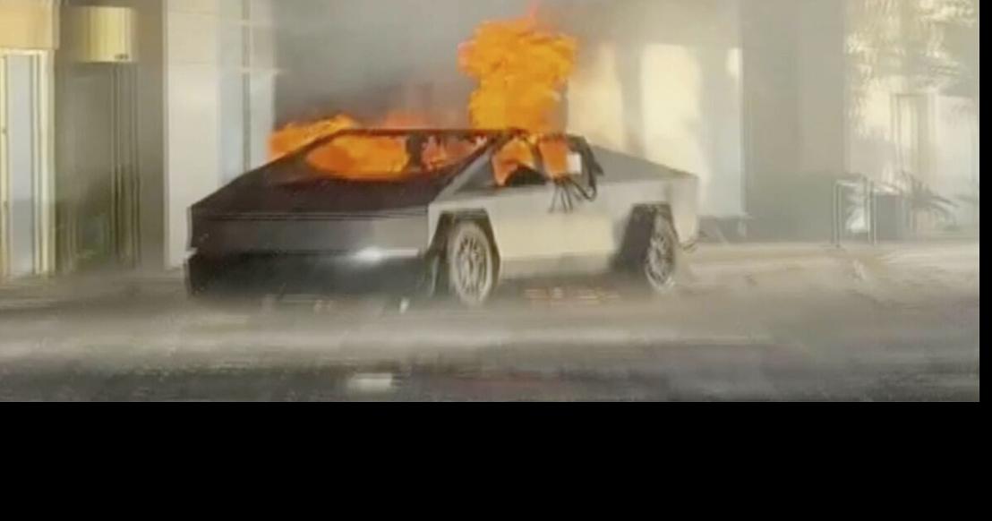 Tesla Cybertruck explodes outside Trump's Vegas hotel